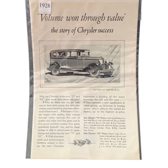 Chrysler | Accents | Vintage 928 Chrysler Valuewon Through Value Ad ...